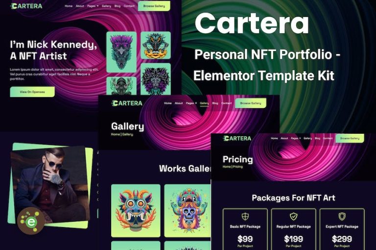 Cartera - Personal NFT Portfolio Elementor Template Kit - Prime Access