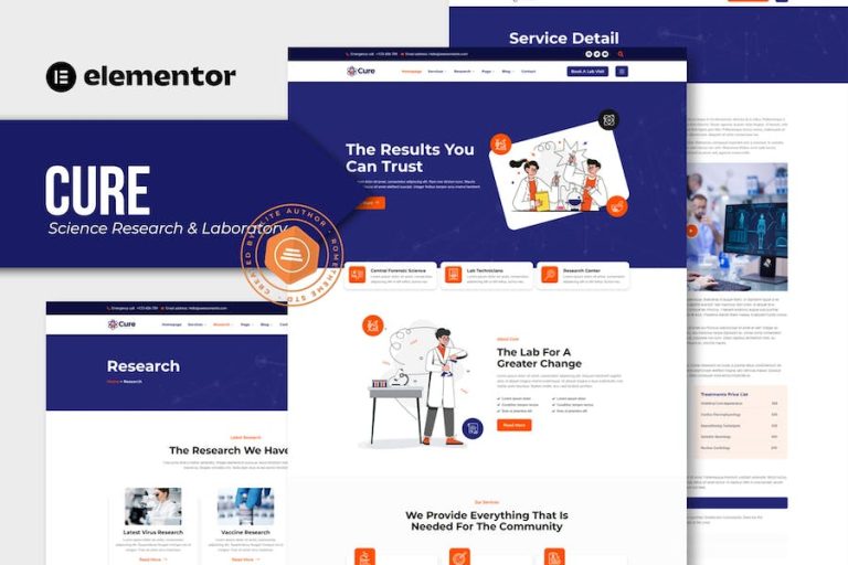 Cure - Science Research & Laboratory Elementor Template Kit - Prime Access