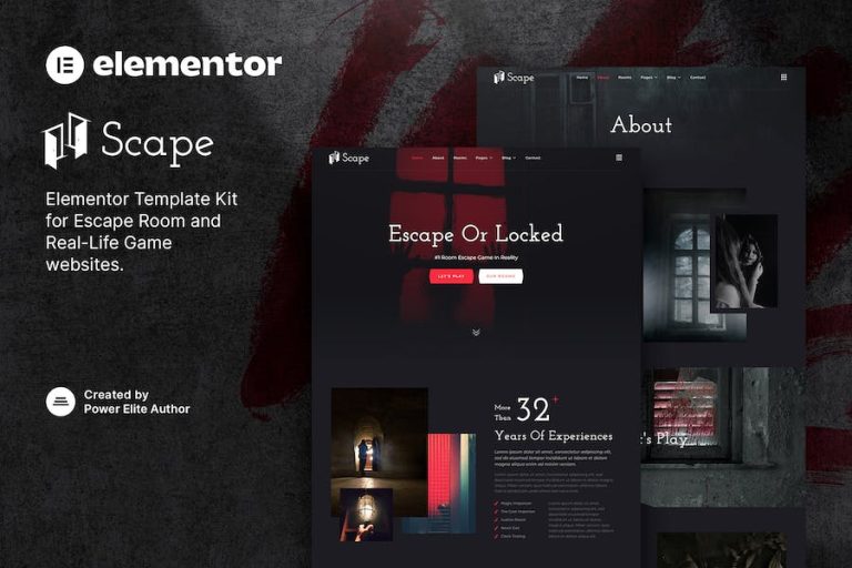 Scape ? Real-Life Escape Room Game Elementor Template Kit - Prime Access