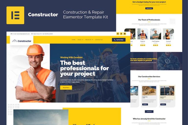 Constructor - Construction & Repair Elementor Template Kit - Prime Access