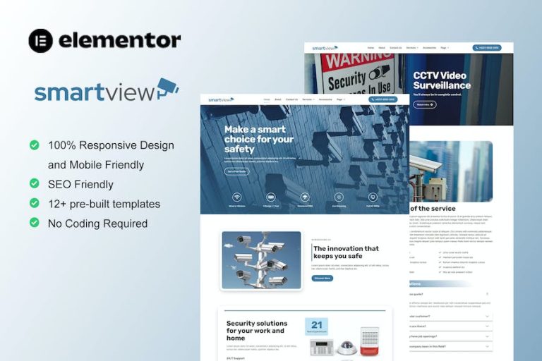SmartView - CCTV & Security Elementor Template Kit - Prime Access