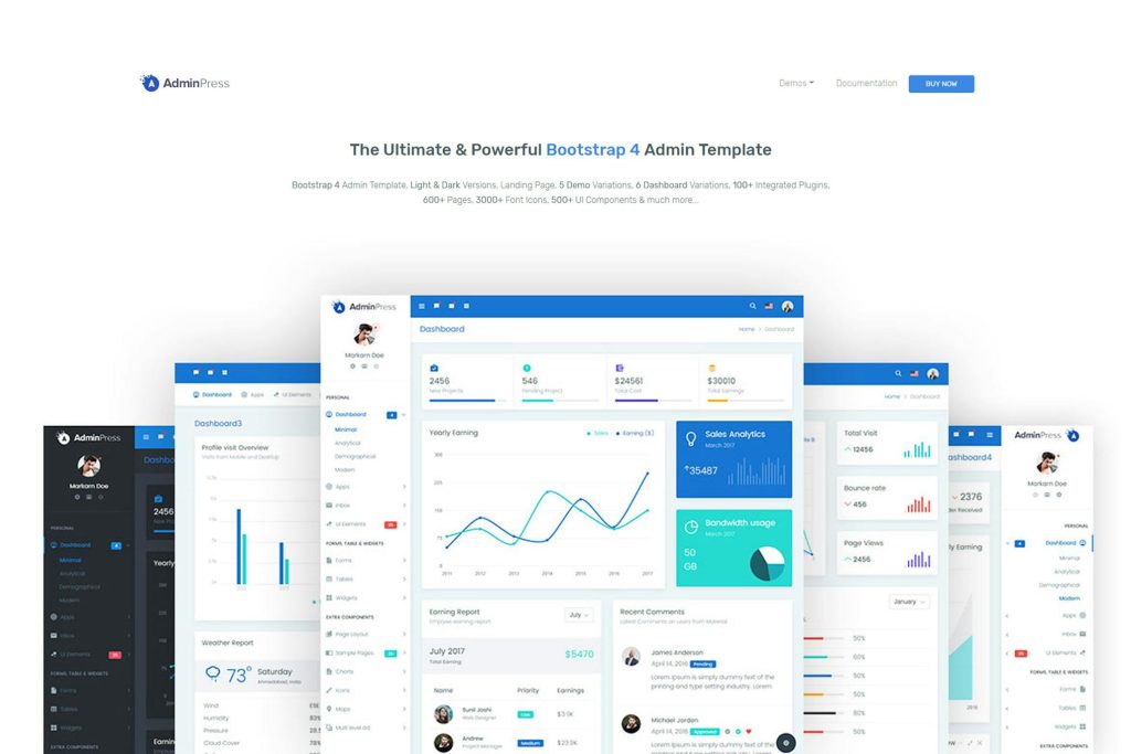 Admin Press - The Ultimate Bootstrap 4 Dashboard Powerful Bootstrap 4 Admin Template - Prime Access