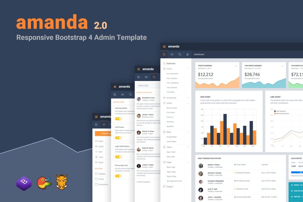 Amanda Responsive Bootstrap 4 Admin Template Responsive Bootstrap 4 Admin Dashboard Template ...