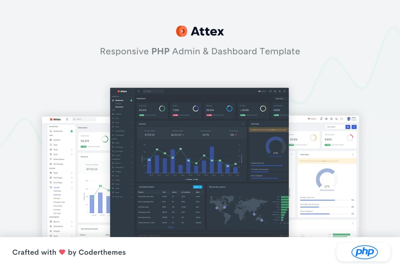Attex - PHP Admin & Dashboard Template Attex is a fully featured premium admin template built on ...