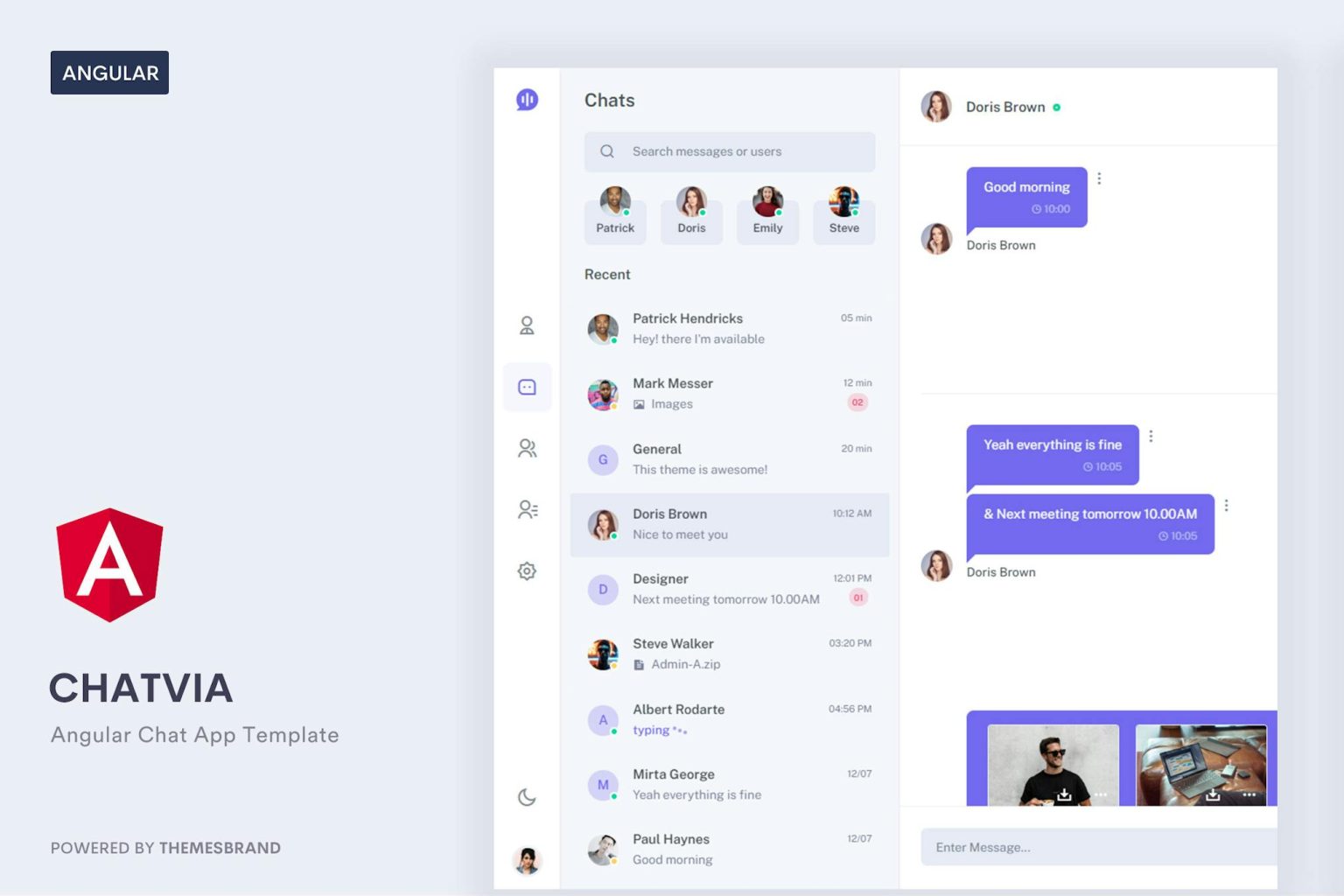 Chatvia - Angular Chat App Template Chatvia is built with Bootstrap 5.1.3 and Angular 15 This is ...