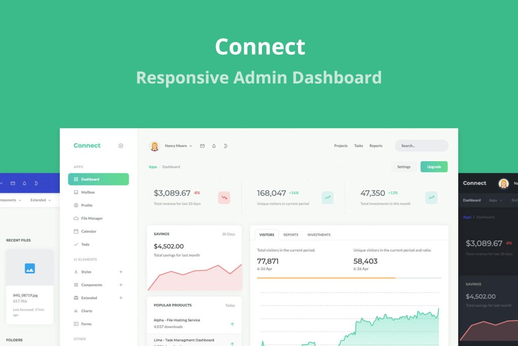 Connect - Responsive Admin Dashboard Template Connect is clean and well ...
