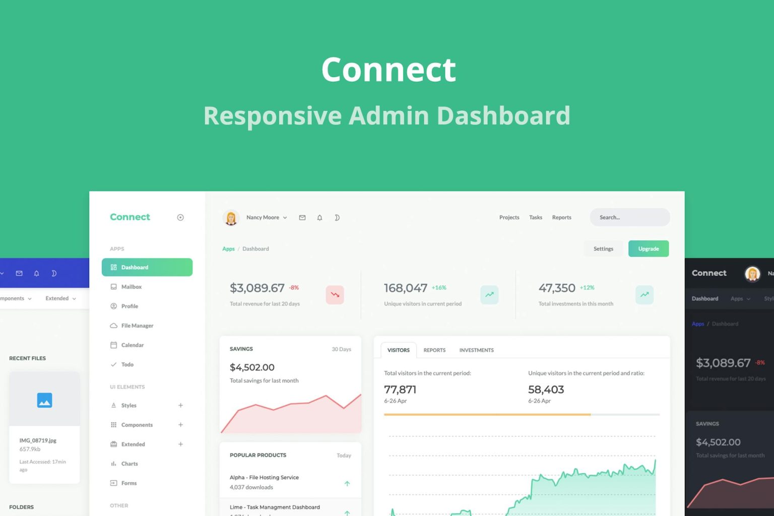 Connect - Responsive Admin Dashboard Template Connect is clean and well ...