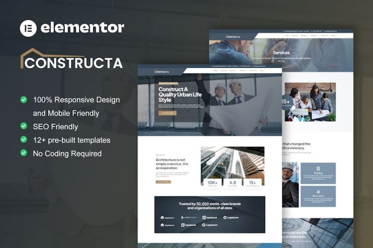 Constructa - Construction & Building Elementor Pro Template Kit - Prime ...