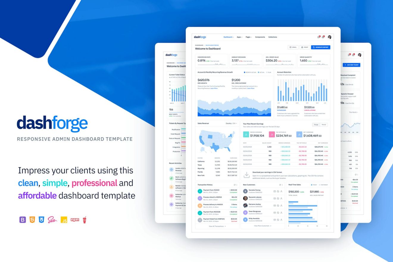 Dashforge Responsive Dashboard Admin Template Modern and Premium ...