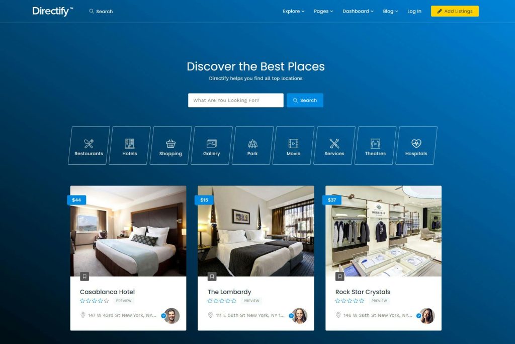 Directify | Directory HTML Template booking, classified, guide, hotel ...