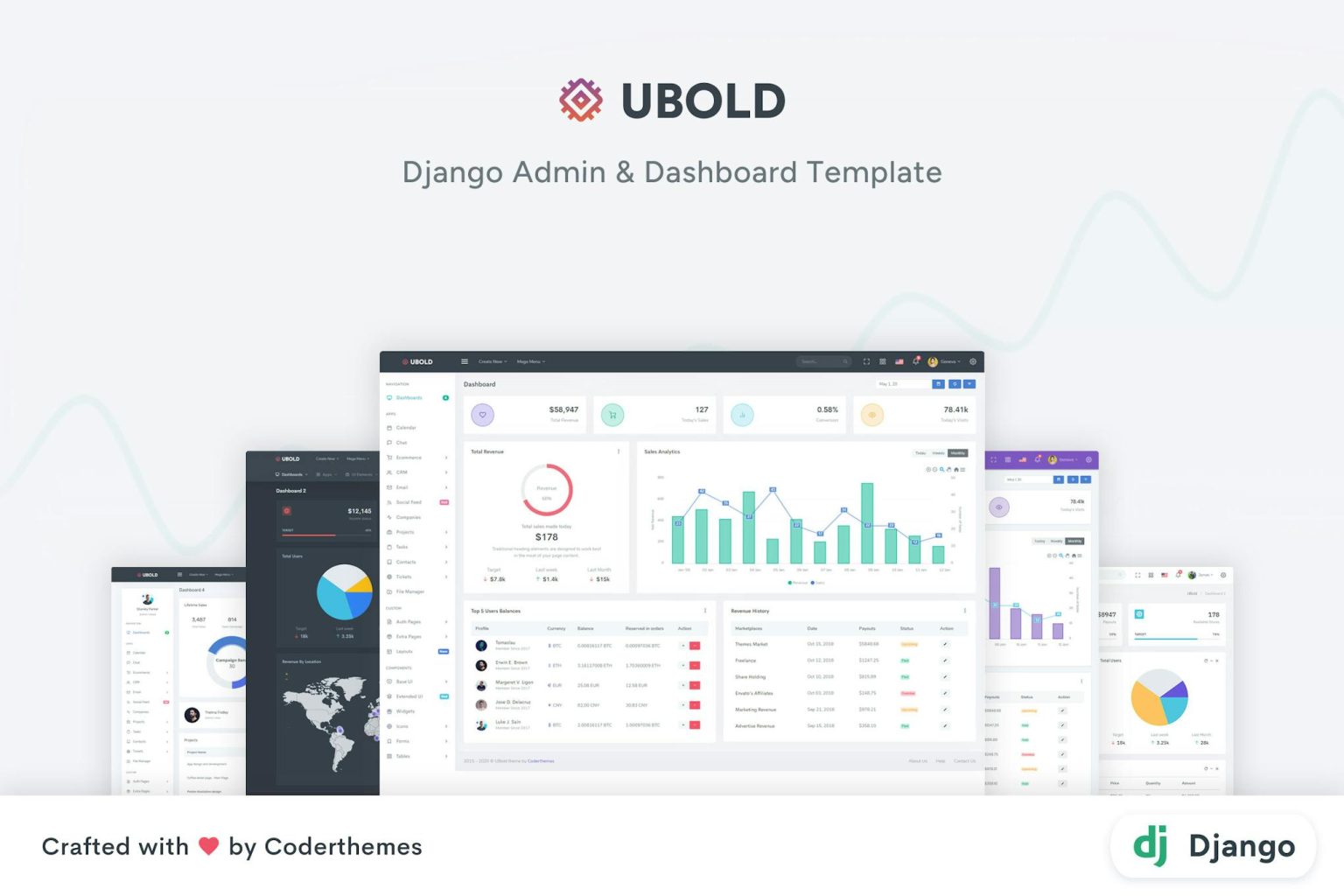 Django Admin & Dashboard Template - UBold Ubold is a fully featured premium admin template built ...
