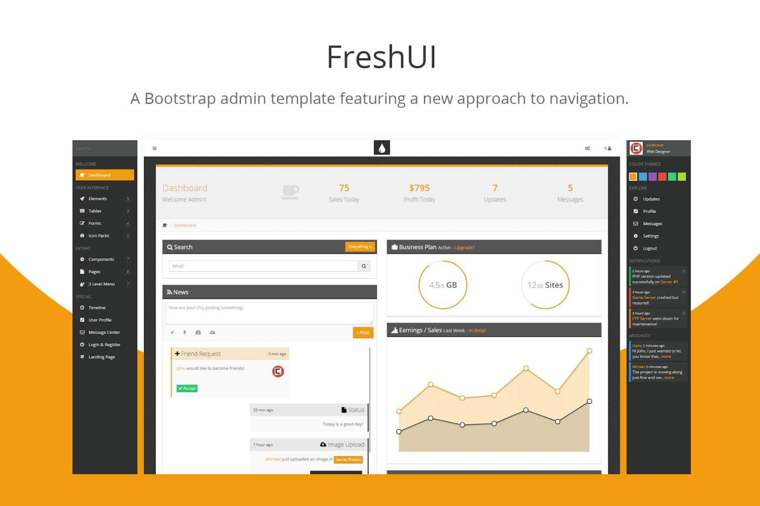 FreshUI - Bootstrap Admin Template Fully responsive admin dashboard template based on the ...
