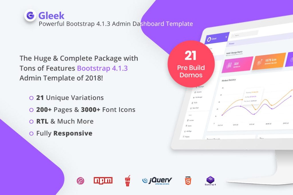 Gleek - Powerful Bootstrap4 AdminDashboard HTML Bootstrap 4 jQuery HTML Admin Dashboard ...