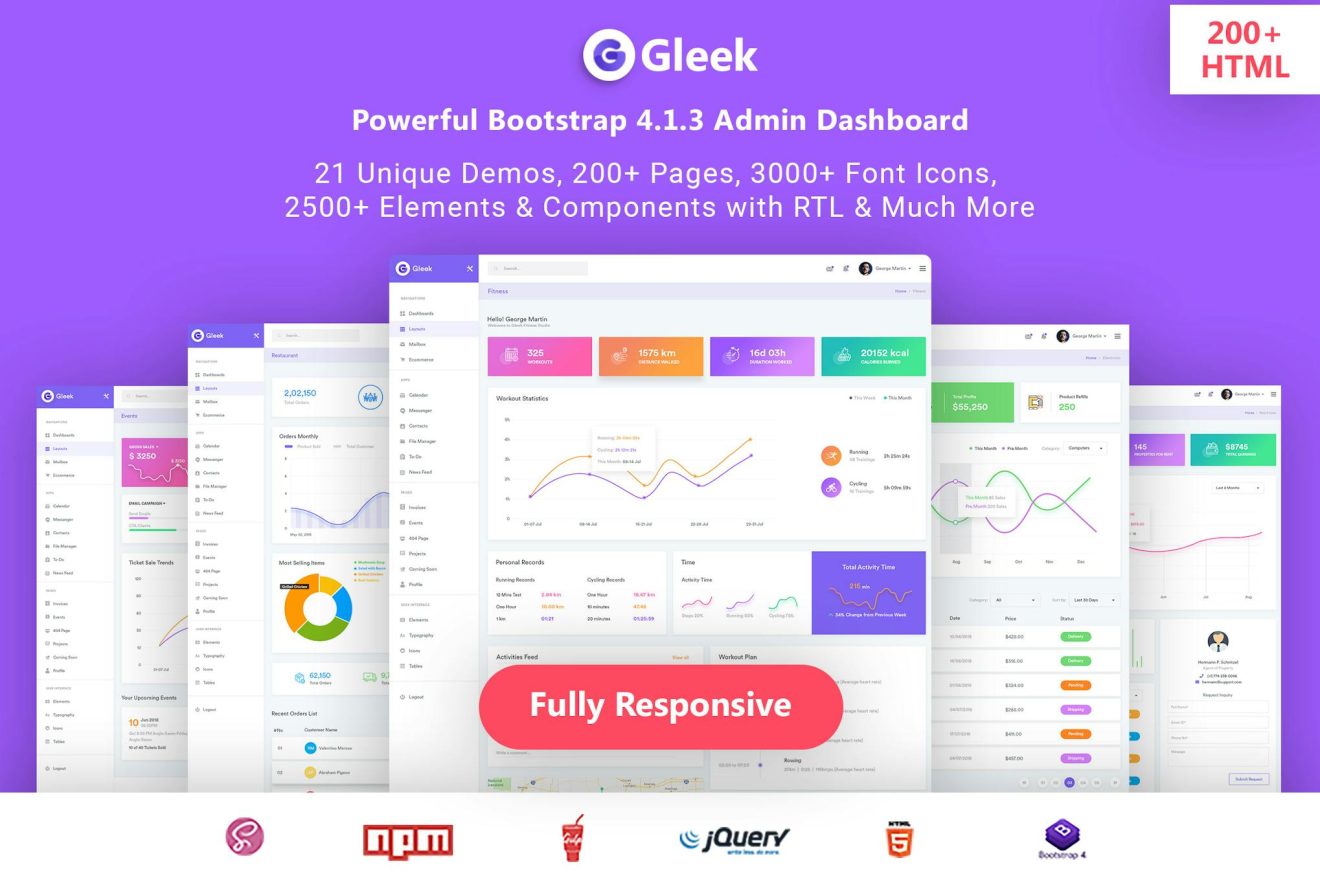 Gleek - Powerful Bootstrap4 AdminDashboard HTML Bootstrap 4 jQuery HTML ... Gleek - Powerful Bootstrap4 AdminDashboard HTML Bootstrap 4 jQuery HTML ...