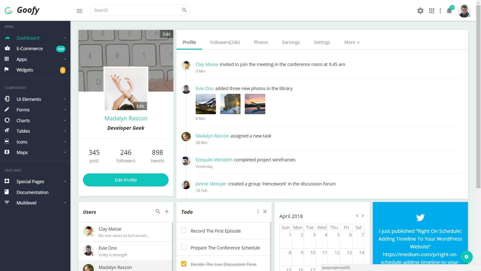 Goofy - Multipurpose Bootstrap Admin Dashboard Multipurpose Bootstrap ...