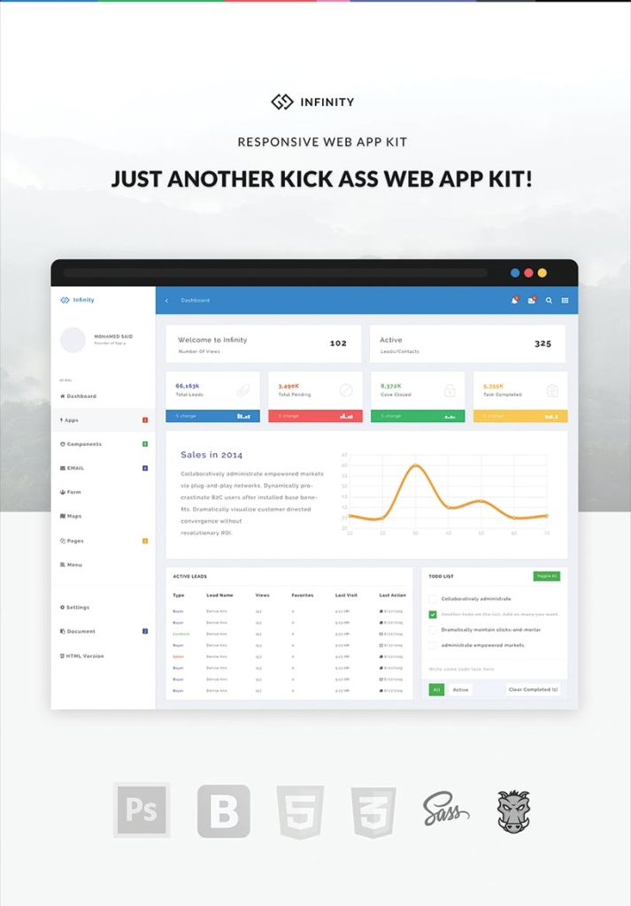 Infinity - Responsive Web App Kit admin, app, application, bootstrap, charts, crm, D3, dashboard ...