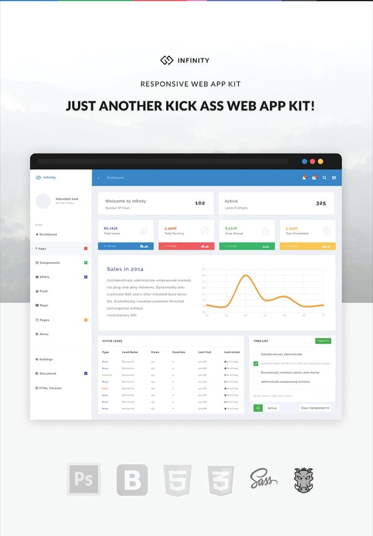 Infinity - Responsive Web App Kit admin, app, application, bootstrap, charts, crm, D3, dashboard ...