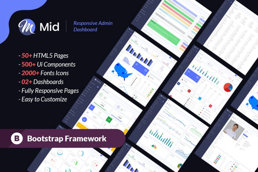 Mid - Creative Dashboard Template It is fully responsive admin dashboard template built with ...