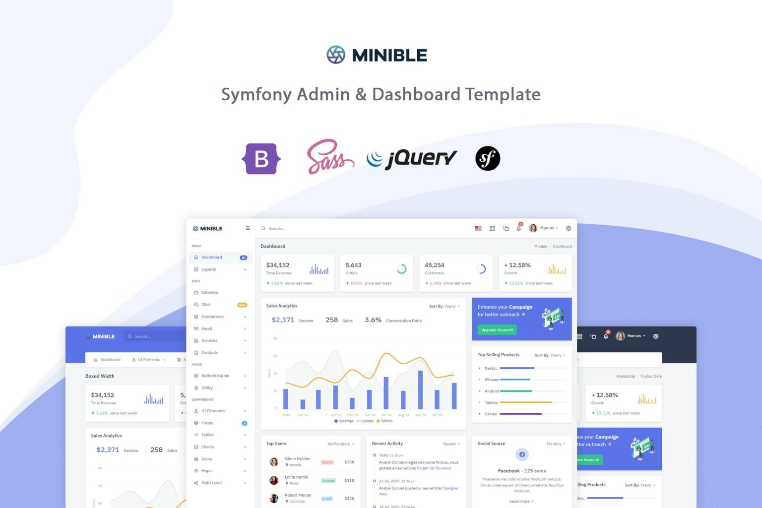 Minible - Symfony Admin & Dashboard Template Minible is a simple and beautiful admin template ...