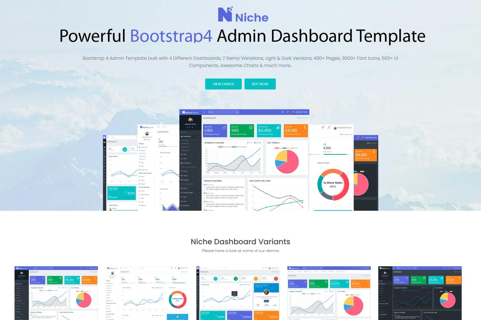 Niche - Bootstrap 4 Dashboard and Admin Template Powerful Bootstrap 4 ...