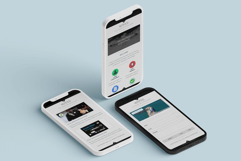 Notifico | Mobile Website Template Drop Down and Fly Up Navigation based Mobile Website Template ...