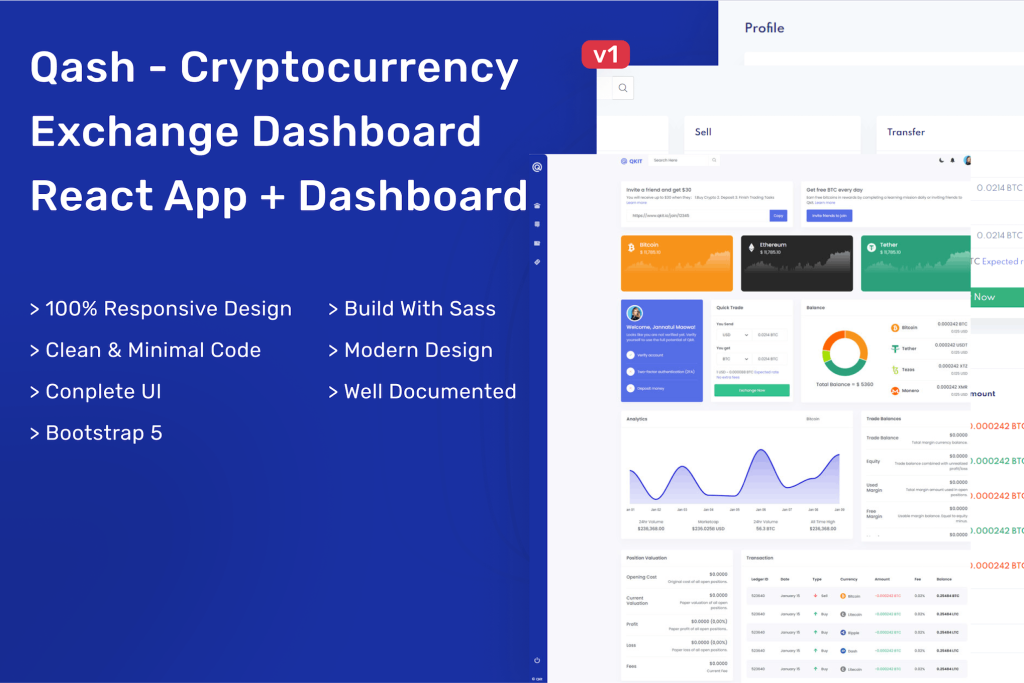 Qash - Cryptocurrency Exchange Dashboard React App Qash ...