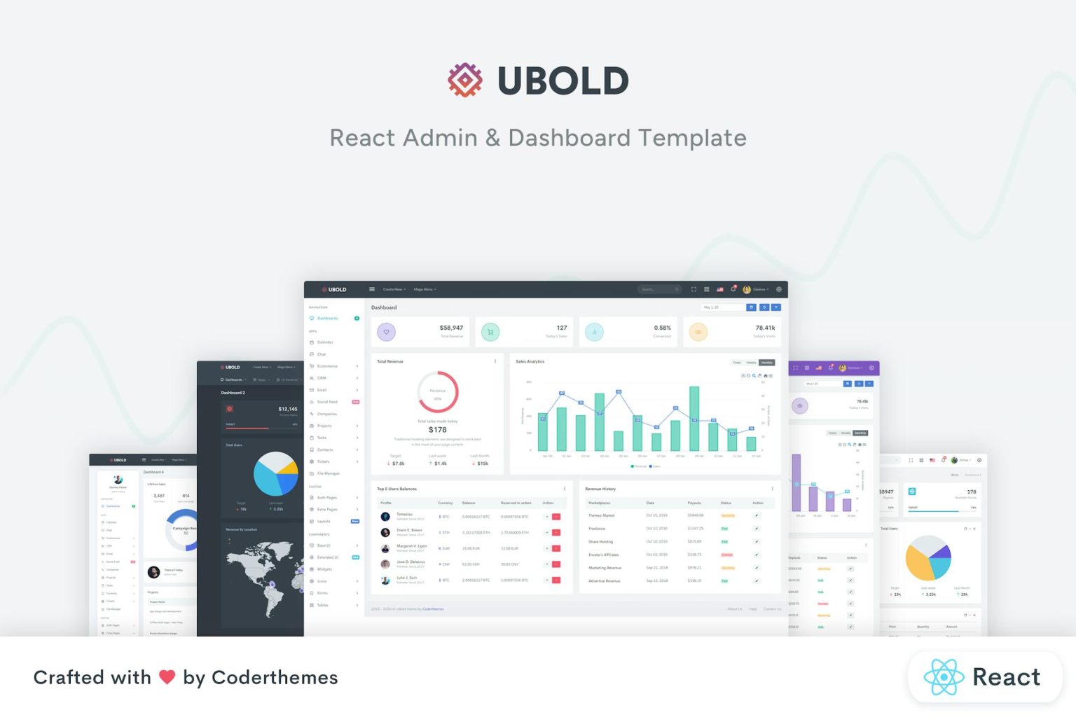 React Admin & Dashboard Template - UBold Ubold is a fully featured premium admin template built ...