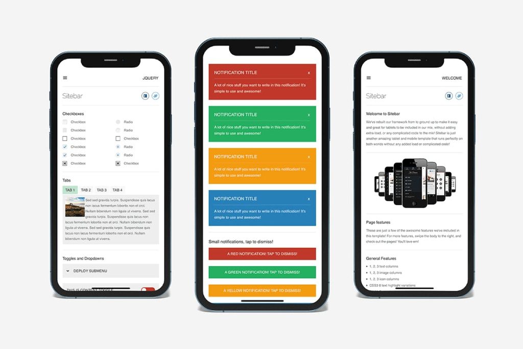 Sitebar | Mobile Website Template A Unique Sidebar Navigation Based ...