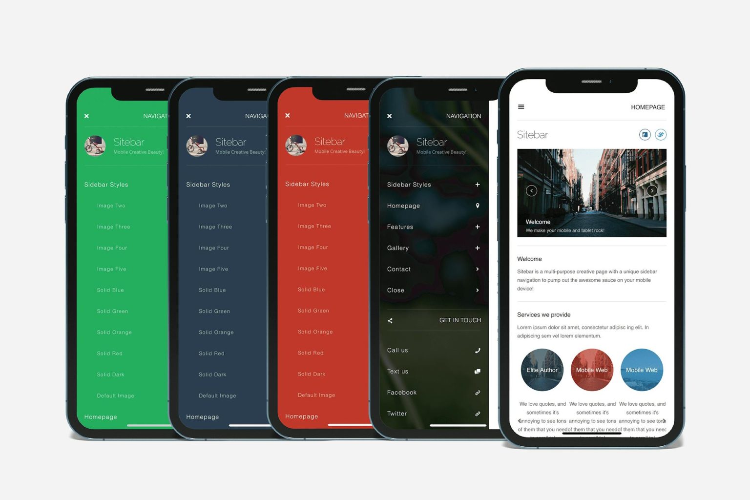 Sitebar | Mobile Website Template A Unique Sidebar Navigation Based ...