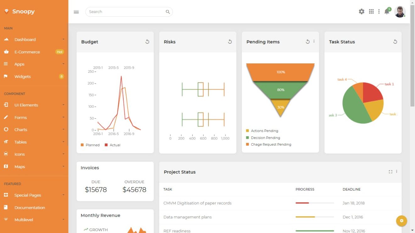 Snoopy - Multipurpose Bootstrap Admin Dashboard Multipurpose Bootstrap Admin Dashboard Template ...