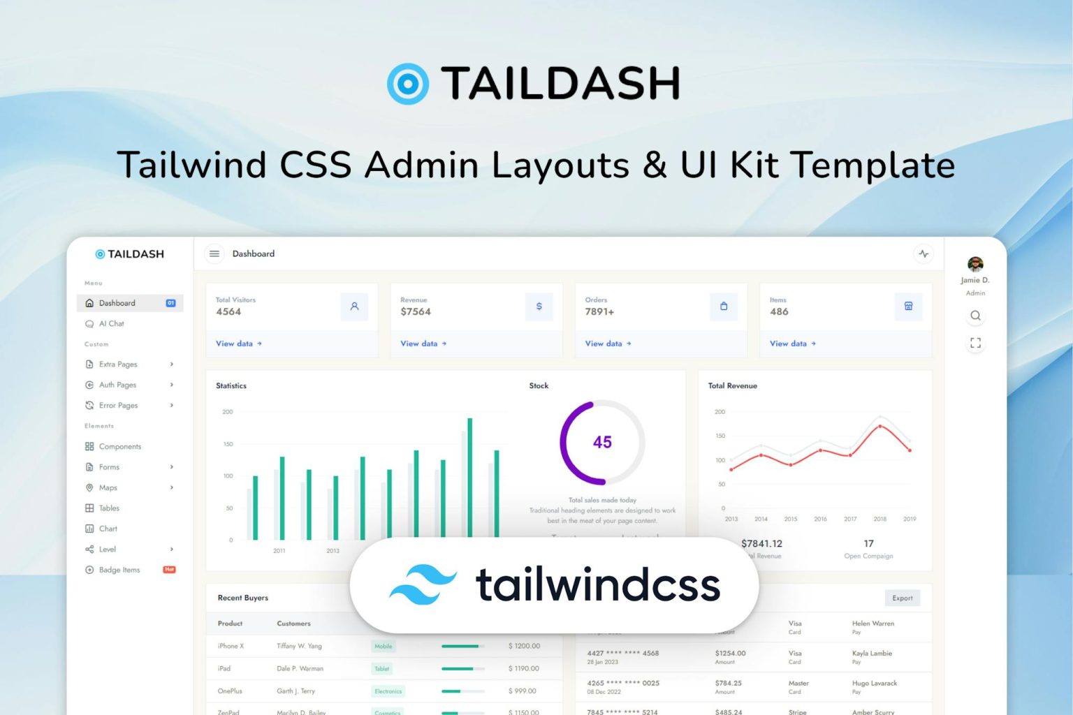 TailDash - Tailwind CSS Admin & UI Kit Template Tailwind CSS 3 Admin Layouts & UI Kit Template ...