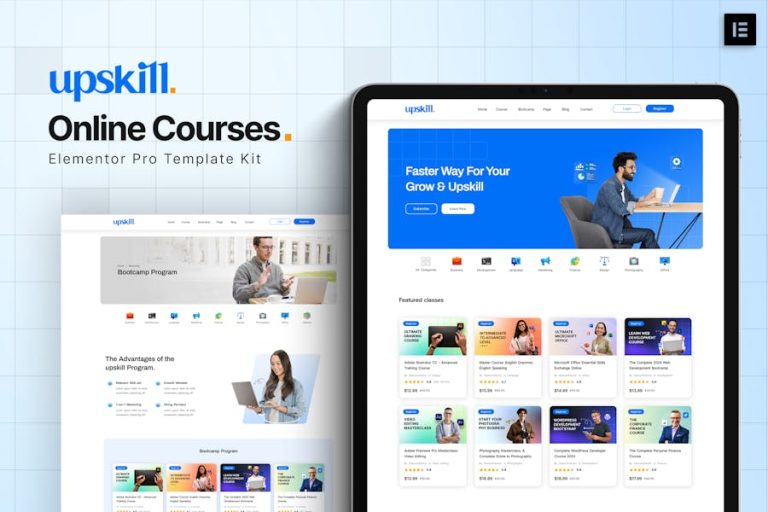 Upskill - Online Course Elementor Pro Template Kit - Prime Access