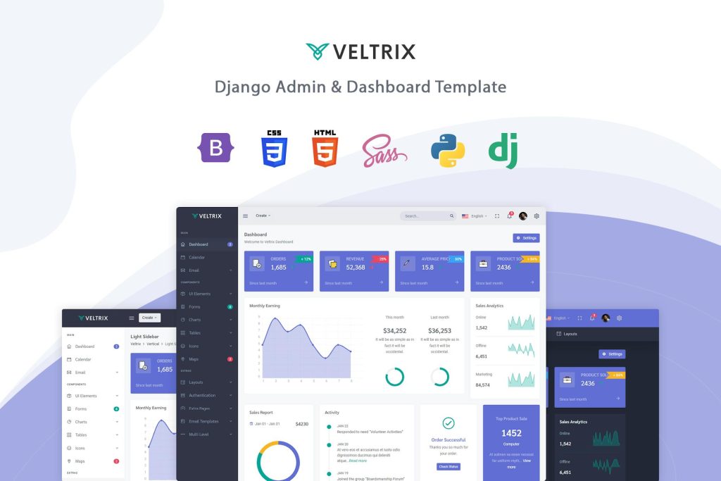 Veltrix - Django Admin & Dashboard Template Veltrix is a fully featured premium admin dashboard ...