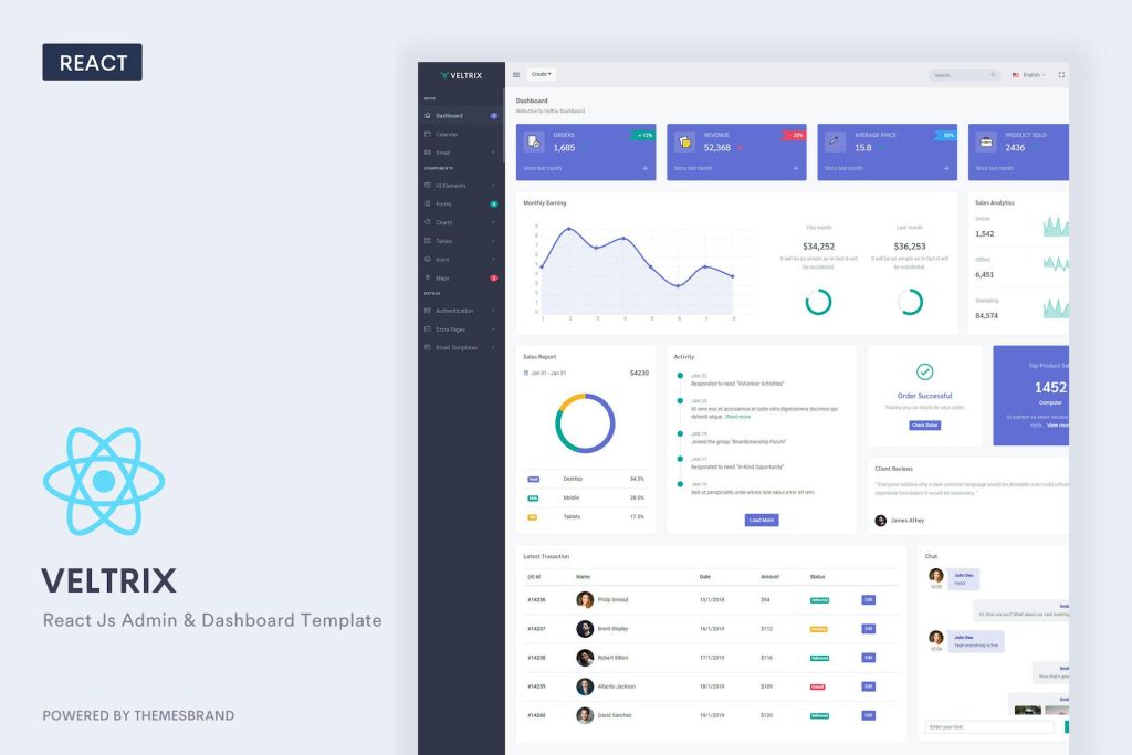 Veltrix - React Js Admin & Dashboard Template Veltrix is a fully featured premium admin ...