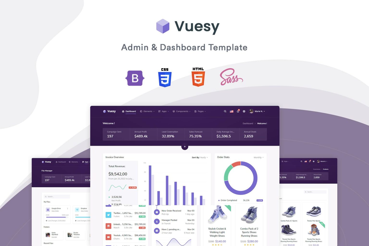 Vuesy - Admin & Dashboard Template Vuesy is a Bootstrap 5.1.3. based ...
