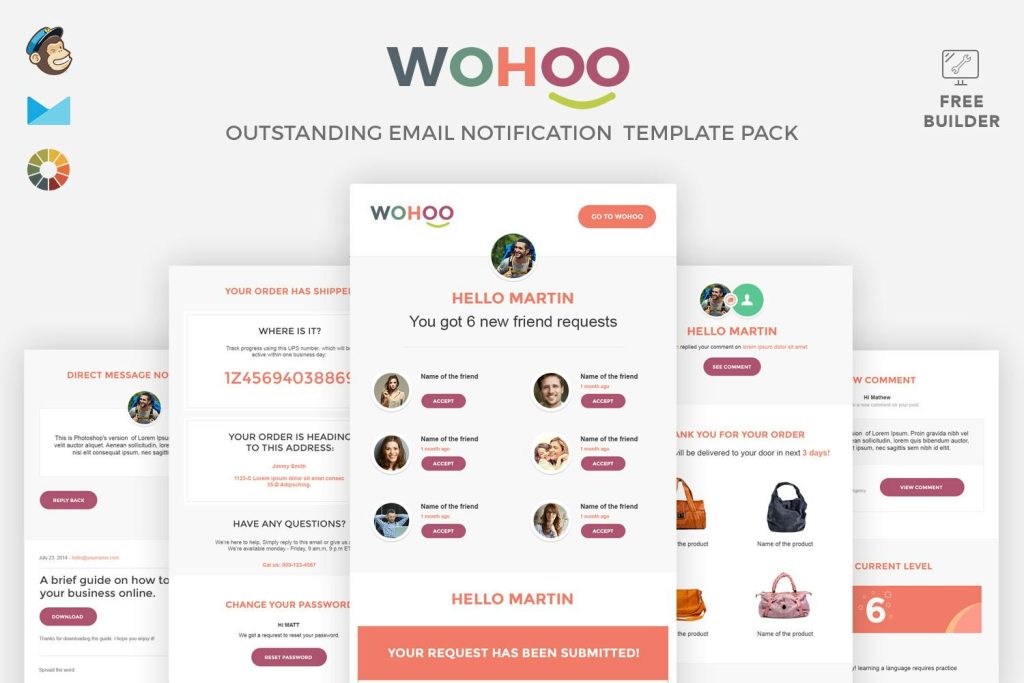 WOHOO - Beautiful Email Notifications Template This beautiful email ...