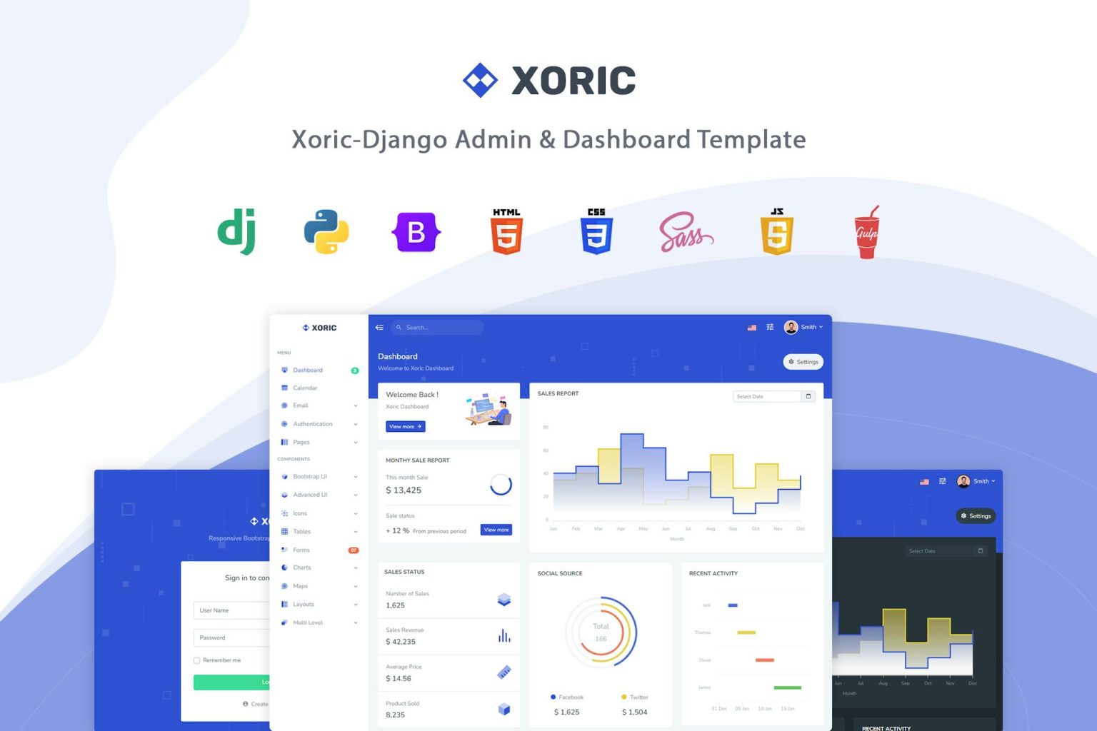 Xoric - Django Admin & Dashboard Template Xoric is a Django & Bootstrap 5x based fully ...