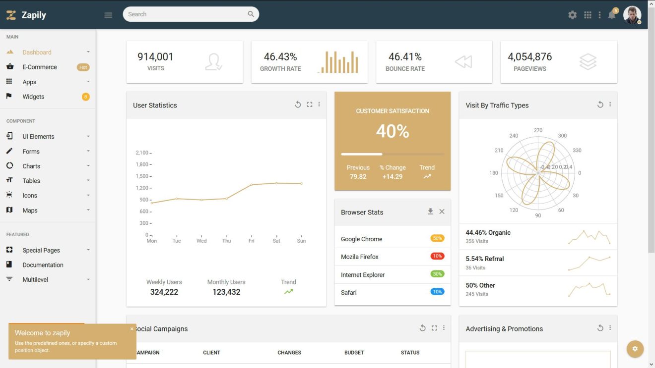 Zapily - Responsive Bootstrap Admin & Powerful UI Responsive Bootstrap Admin & Powerful UI Kit ...