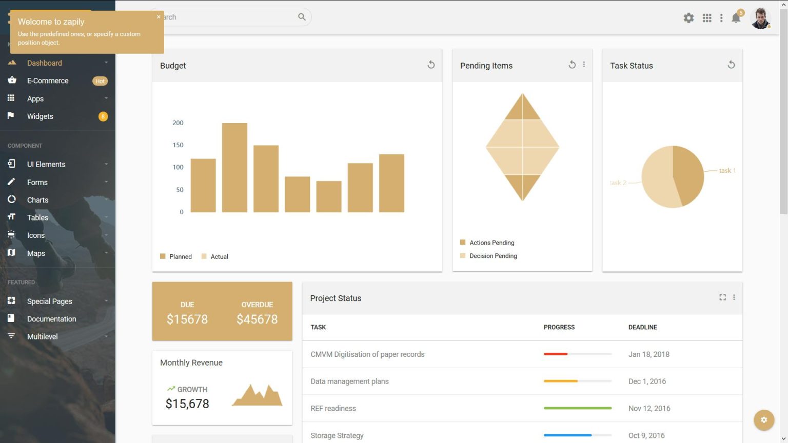 Zapily - Responsive Bootstrap Admin & Powerful UI Responsive Bootstrap Admin & Powerful UI Kit ...