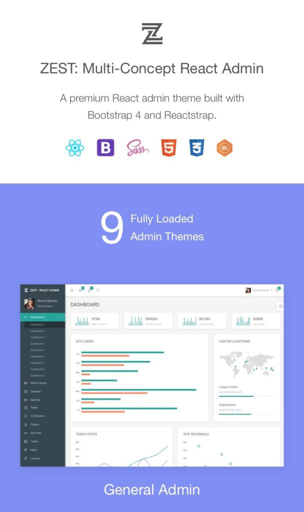 Zest: Multi-Concept React Admin Template A premium multi-purpose admin dashboard theme based on ...