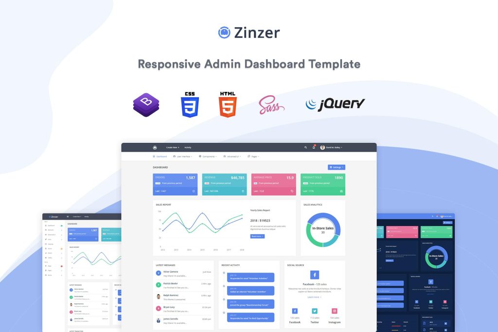 Zinzer - Admin Dashboard Template Zinzer is a bootstrap 4 based fully ...