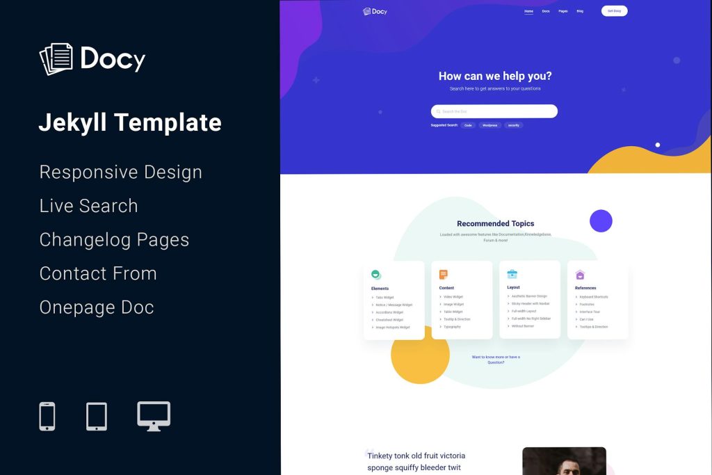 Docy - Knowledgebase & Doc Jekyll Template Modern, powerful, responsive, and high-performance ...
