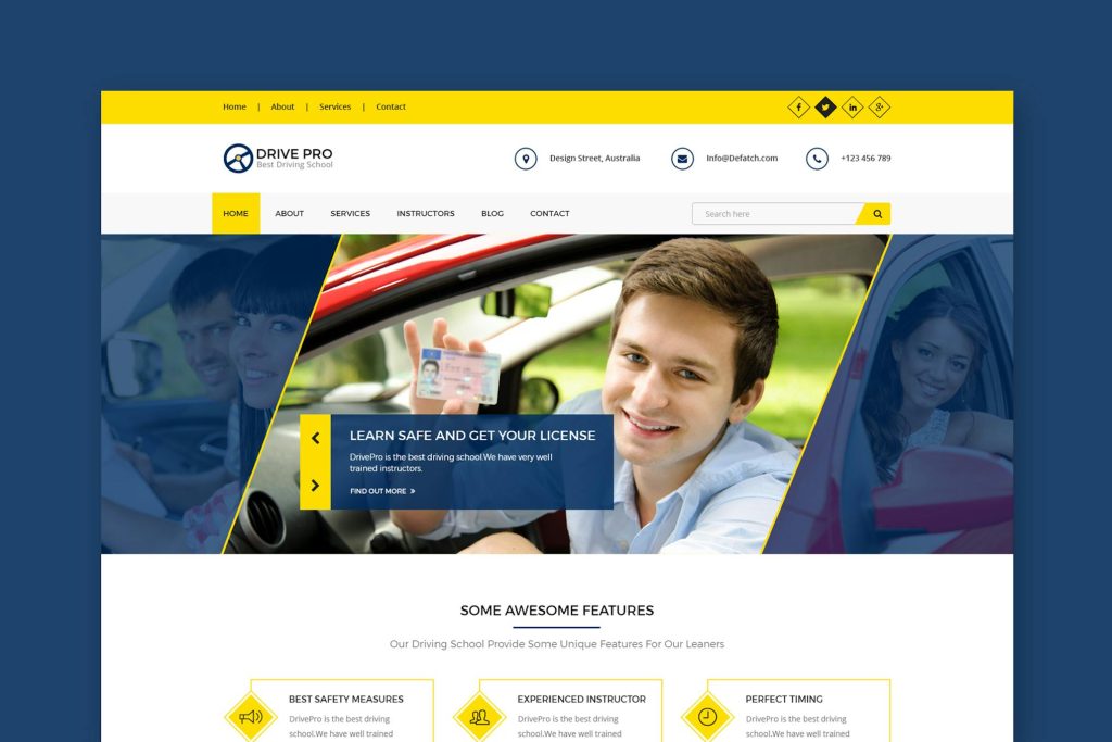 Drive Pro : Driving School HTML Template Driving School - Prime Access