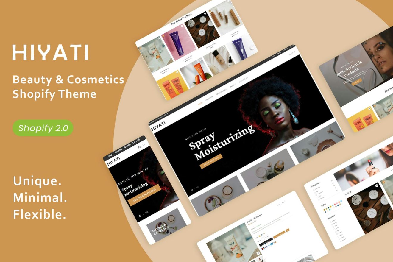 Hiyati - Beauty & Cosmetics Shopify Theme Drag & Drop Shopify Theme Sections Nail Hair Skin Care ...