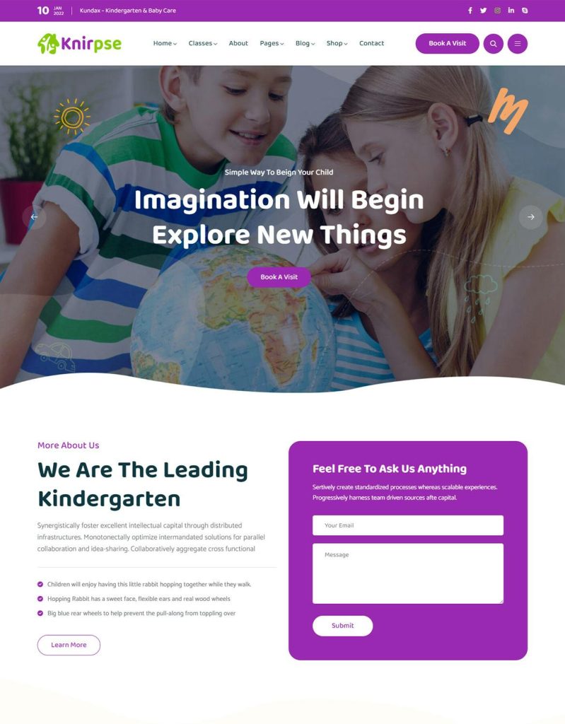 Knirpse – Kindergarten & Baby Care WordPress Theme Knipse coded with ...