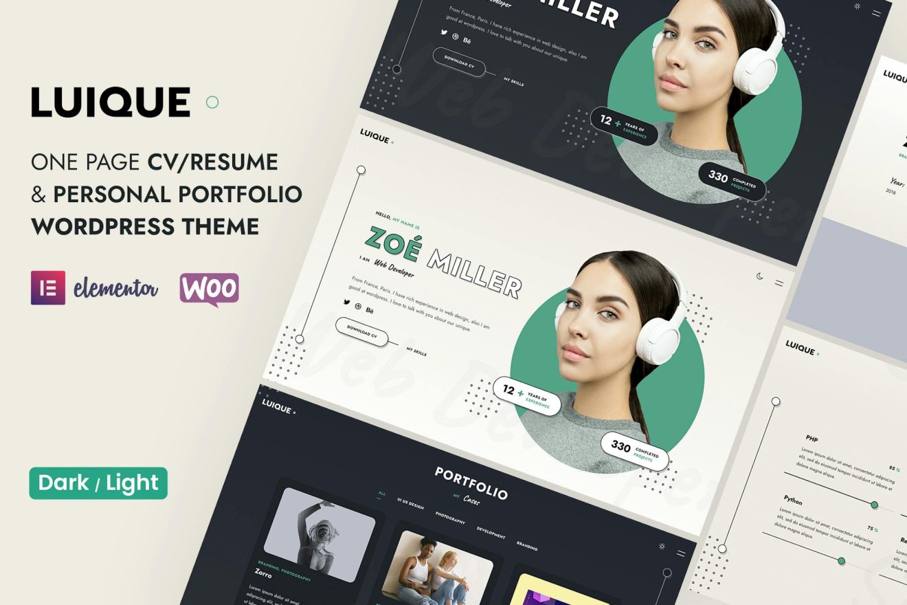 Luique - Personal Portfolio WordPress Theme Personal Portfolio WordPress Theme, CV Resume Theme ...
