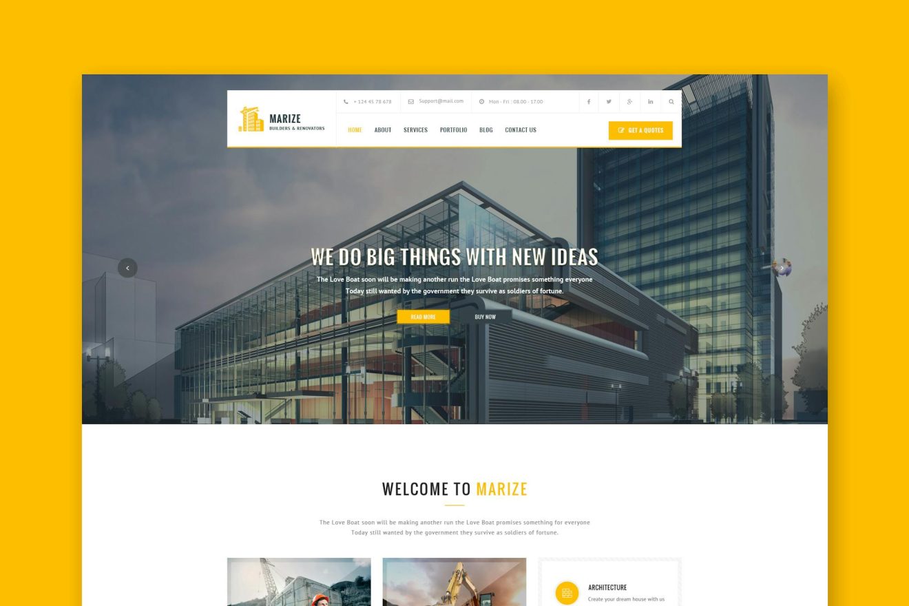 Marize - Construction & Building HTML Template Construction & Building - Prime Access