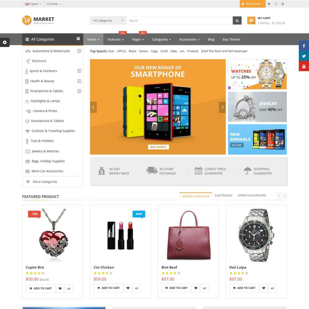 Market - Multipurpose eCommerce HTML Template Clean, modern and ...