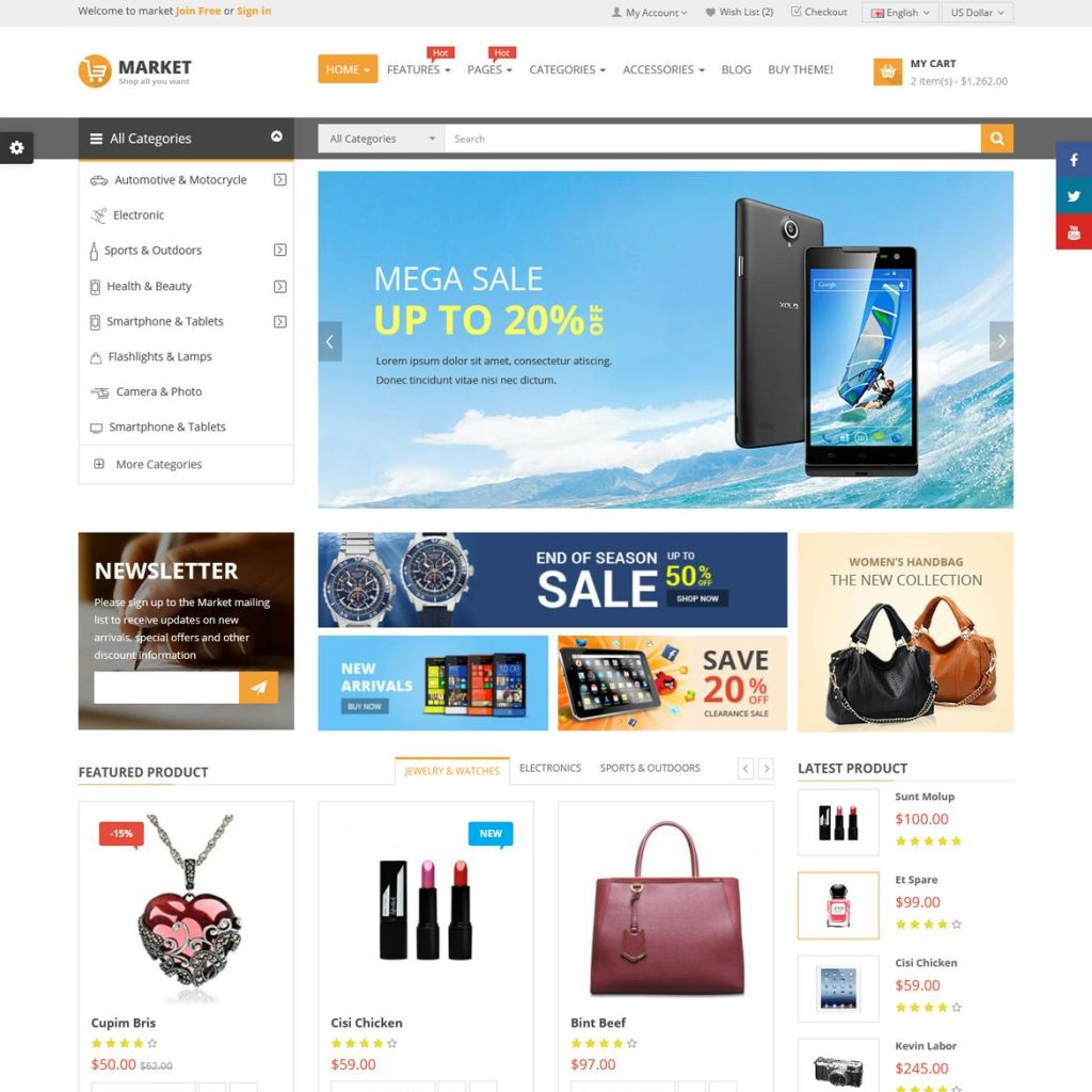Market - Multipurpose eCommerce HTML Template Clean, modern and ...