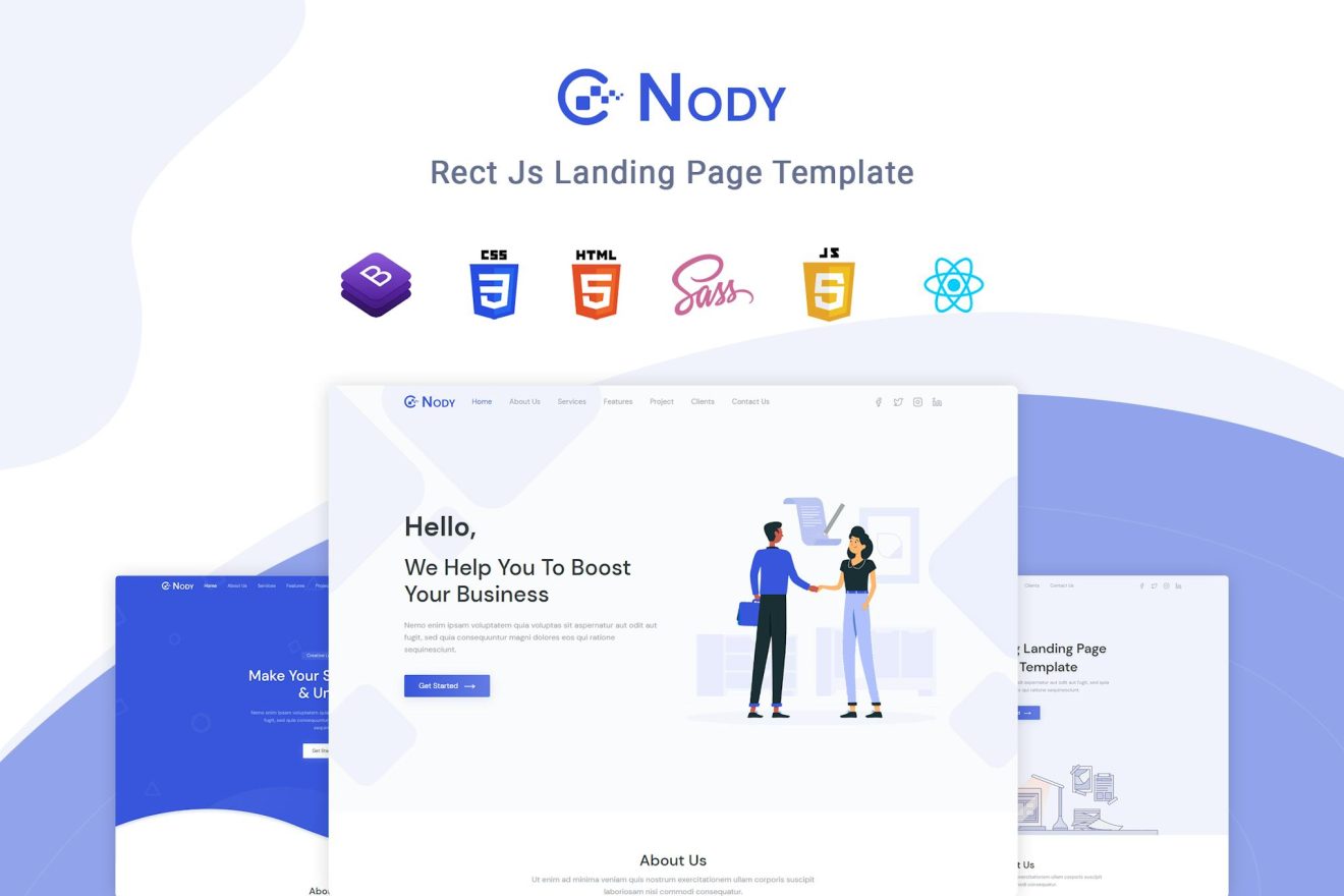 Nody React - React Js Landing Page Template Nody React Js is a multi purpose Bootstrap 4 landing ...